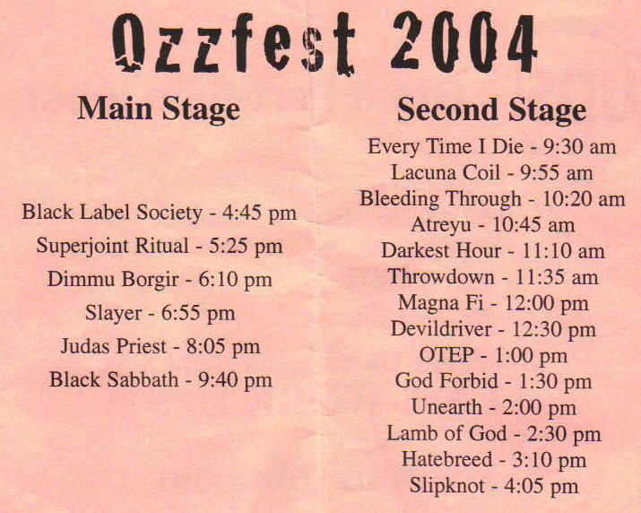 Aug 10, 2004: Ozzfest at Sandstone Amphitheatre Bonner Springs, Kansas ...