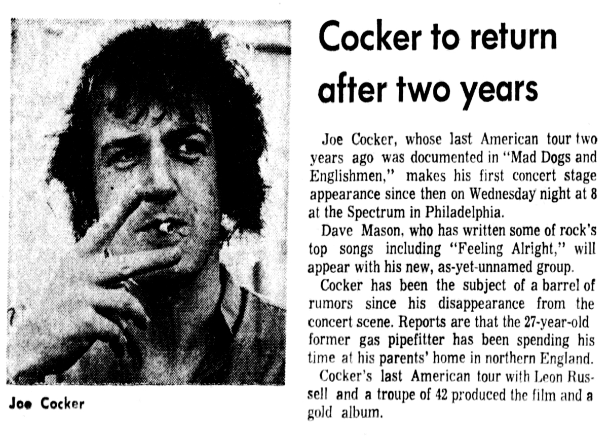 Joe Cocker Concert & Tour History | Concert Archives