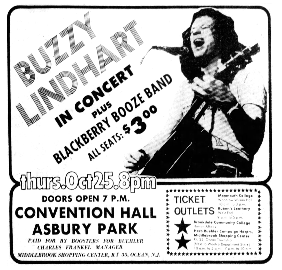 Buzzy Linhart Concert & Tour History | Concert Archives