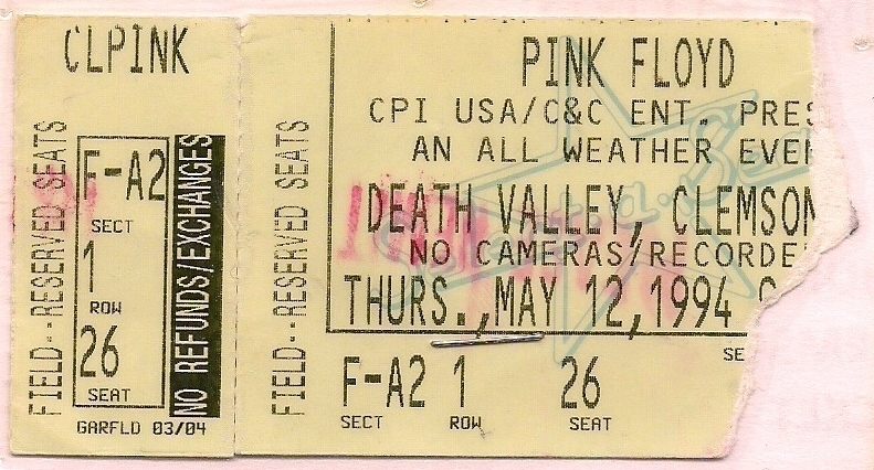 May 12, 1994: Pink Floyd at Death Valley Stadium Clemson, South ...
