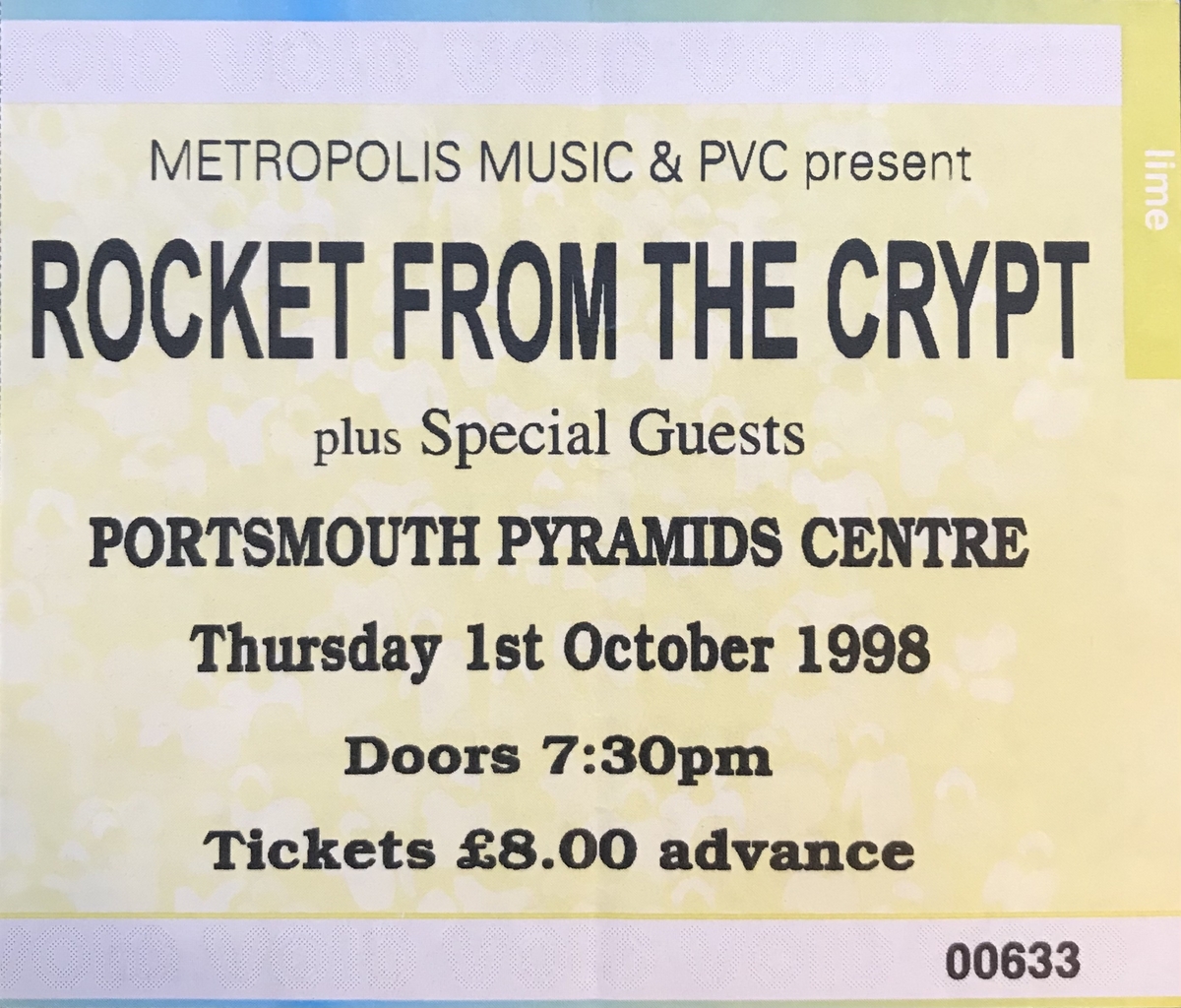 Oct 01, 1998: Rocket from the Crypt / Bis / You Am I at Wedgewood Rooms ...