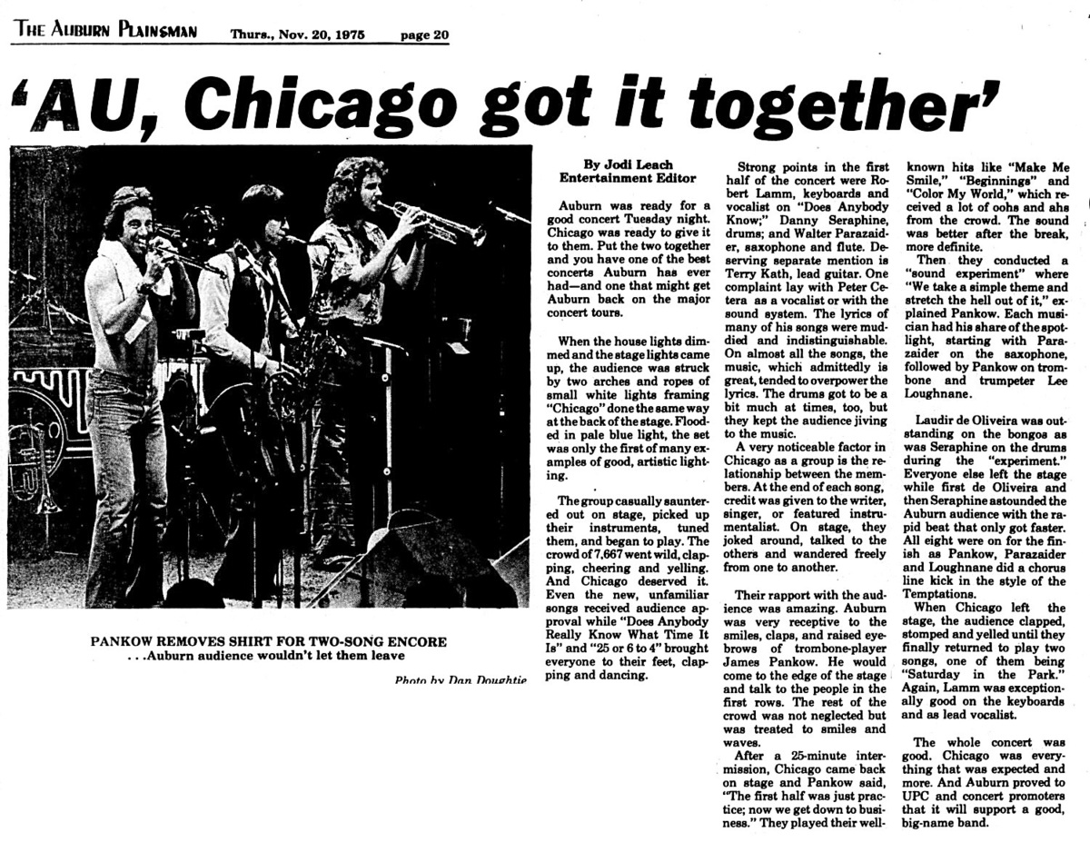 Chicago's 1975 Concert & Tour History | Concert Archives