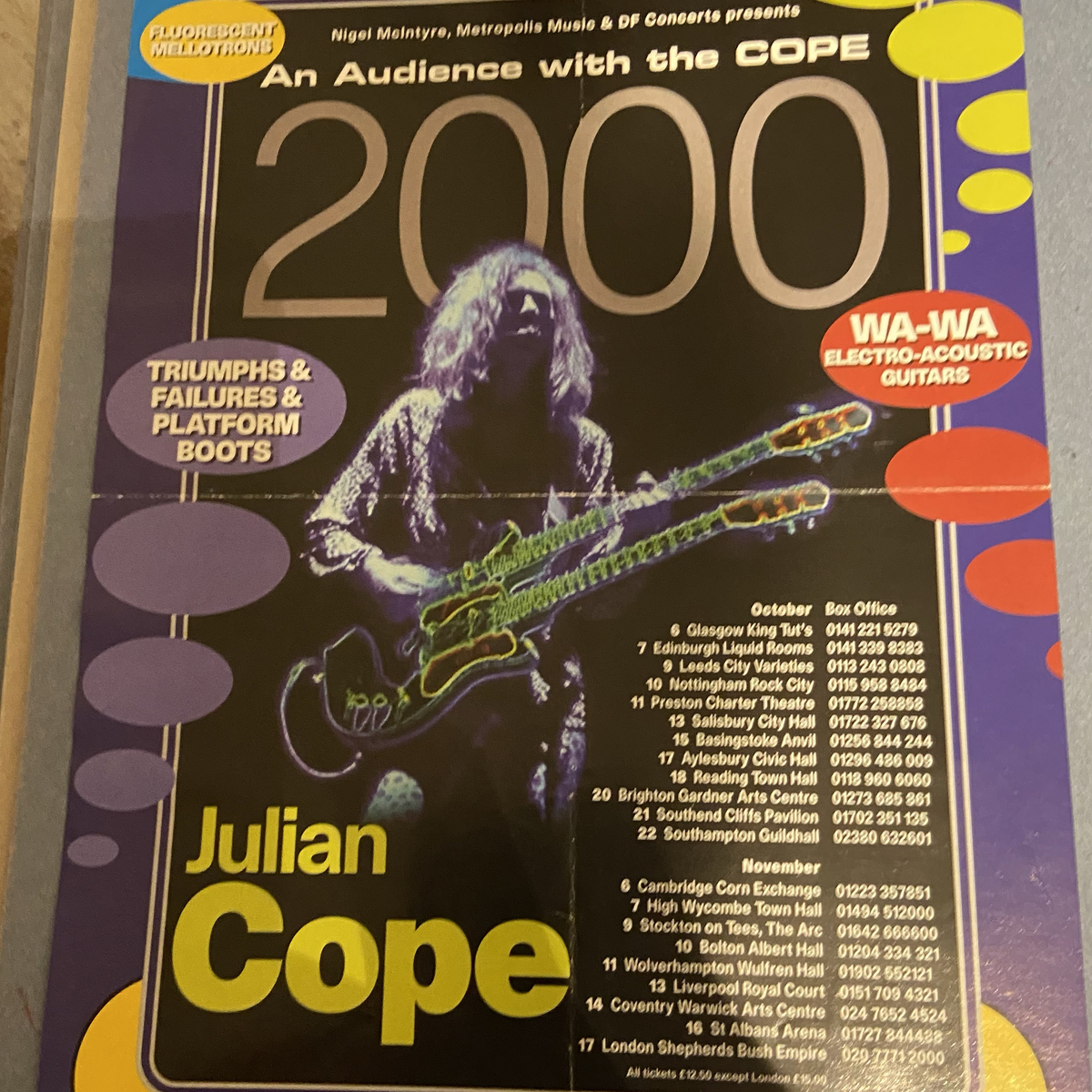 Nov 06, 2000: Julian Cope at Cambridge Corn Exchange Cambridge, England ...