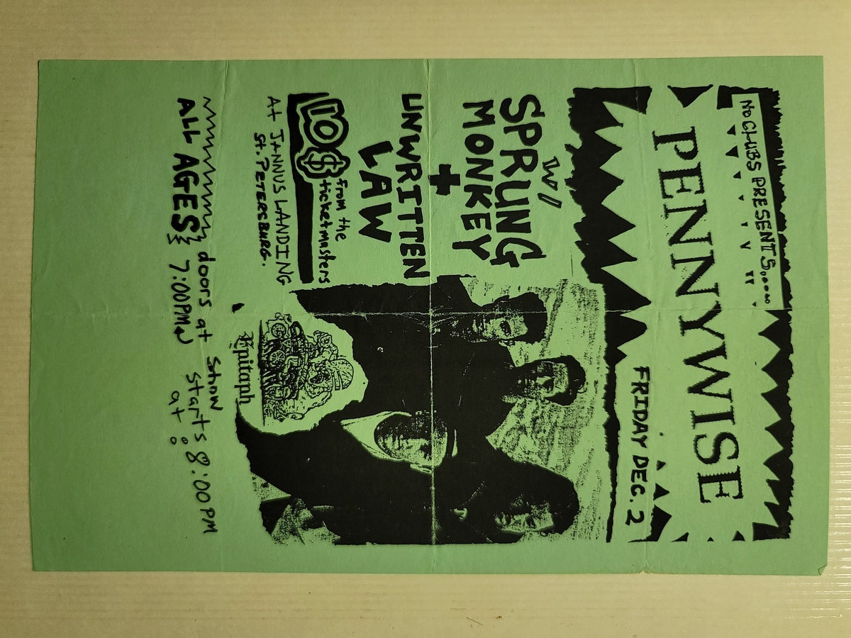 Dec 02, 1994: Pennywise / Sprung Monkey / Unwritten Law at Jannus Live ...