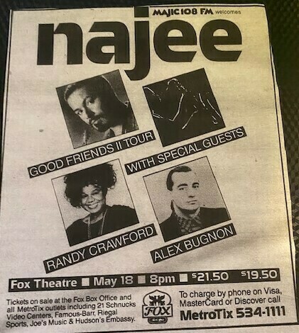 May 18, 1990: Najee / Randy Crawford / Alex Bugnon at The Fabulous Fox ...