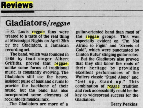 Gladiators featuring Albert Griffith Concert & Tour History | Concert ...