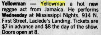 yellowman Concert & Tour History | Concert Archives