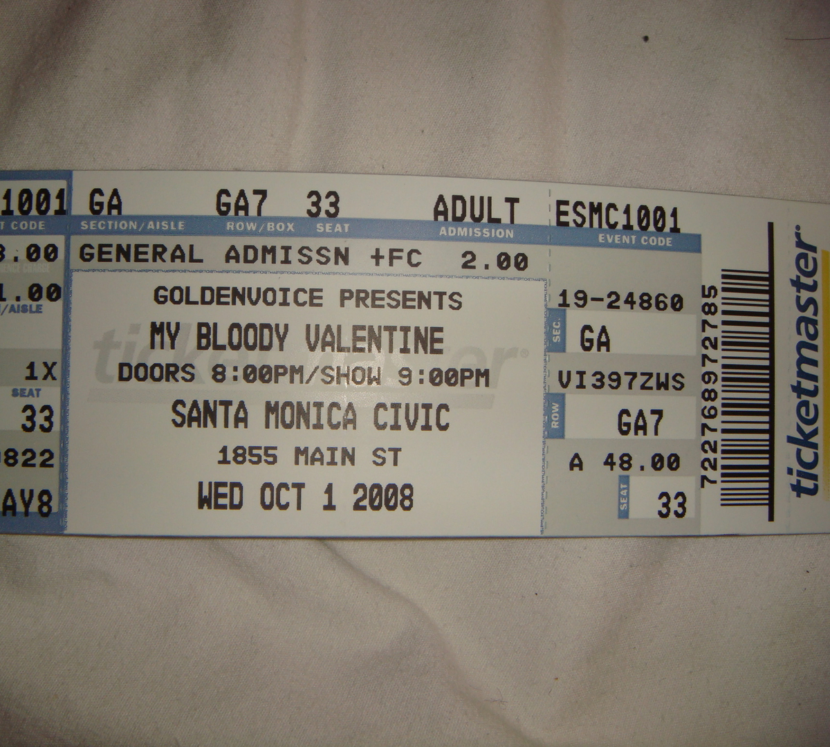 Oct 01, 2008: My Bloody Valentine / Spectrum at Santa Monica Civic ...