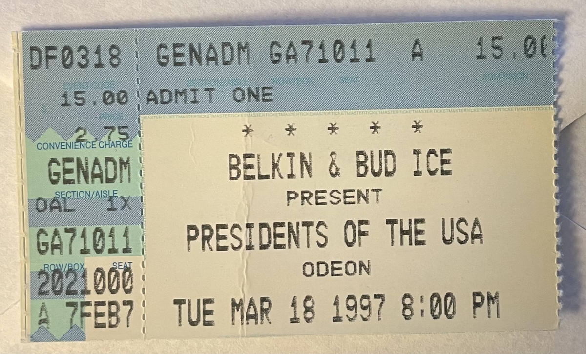 Mar 18, 1997: Presidents of the United States of America at The Odeon ...