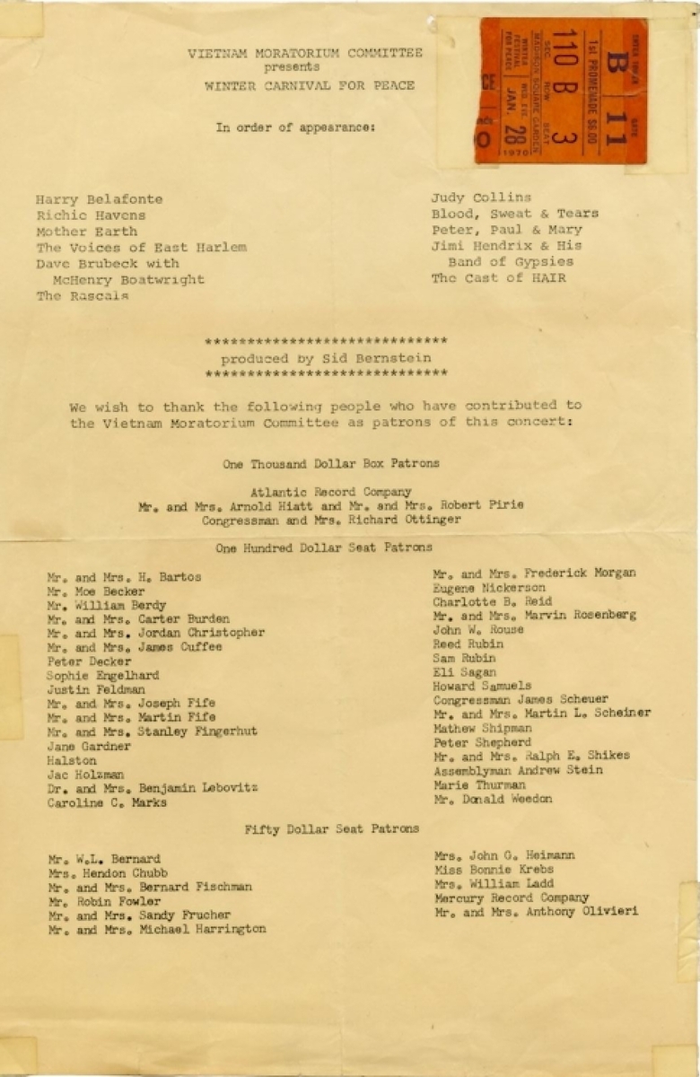 Jan 28, 1970: Winter Concert for Peace at Madison Square Garden New ...