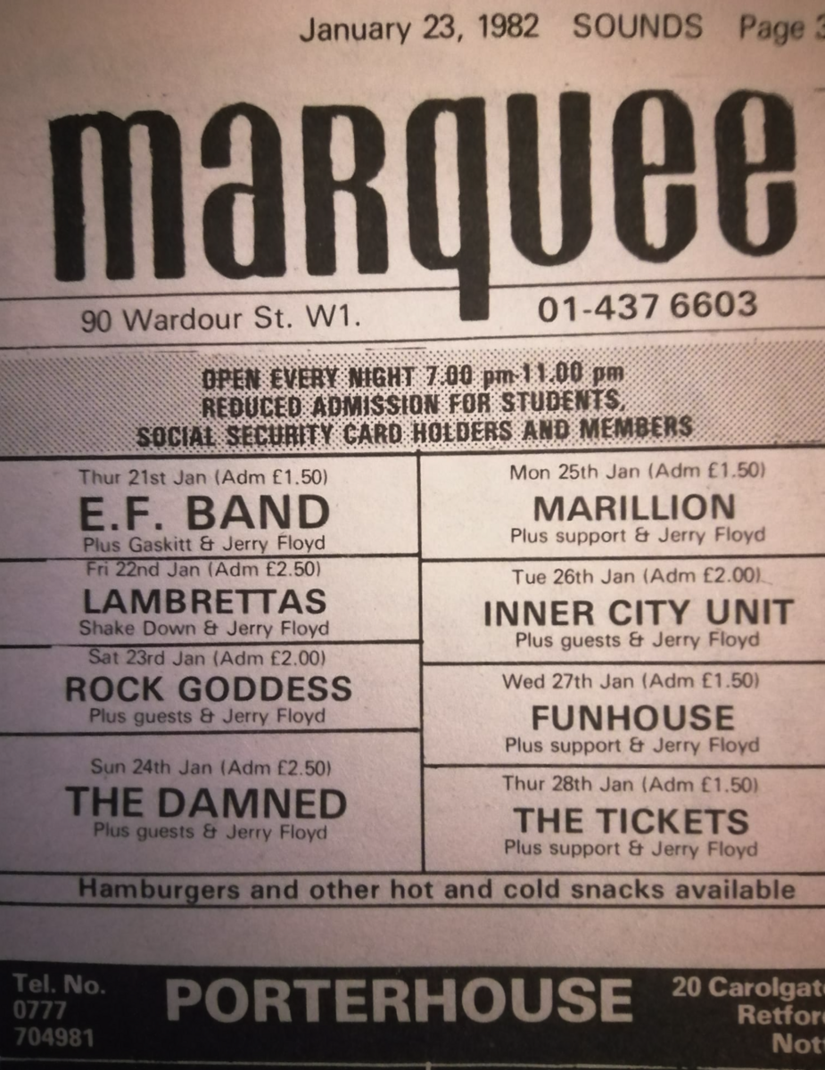 Concert History of Marquee Club London, England, United Kingdom ...