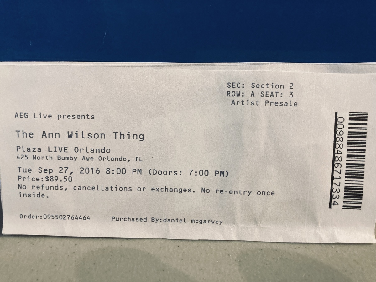 The Ann Wilson Thing Concert & Tour History | Concert Archives