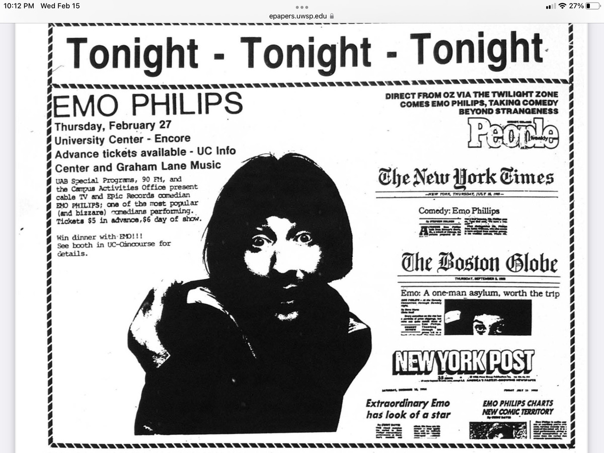 Emo Philips Concert & Tour History (Updated for 2024) | Concert Archives