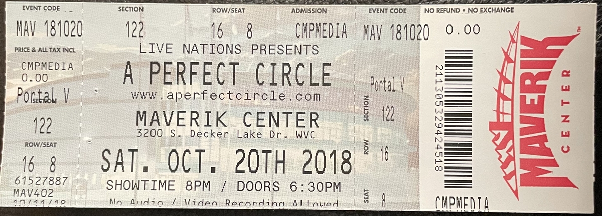 A Perfect Circle Concert & Tour History | Concert Archives