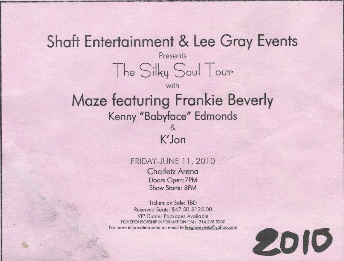 Maze featuring Frankie Beverly Concert & Tour History | Concert Archives