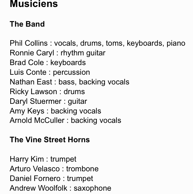 Phil Collins Concert & Tour History | Concert Archives