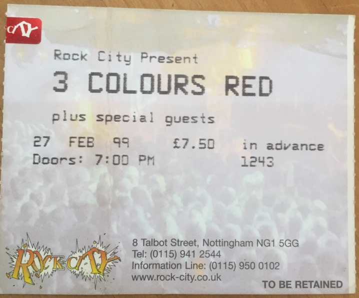3 Colours Red Concert & Tour History | Concert Archives