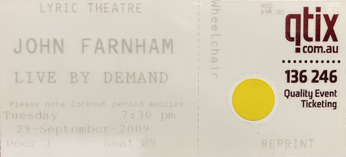 John Farnham Concert & Tour History | Concert Archives