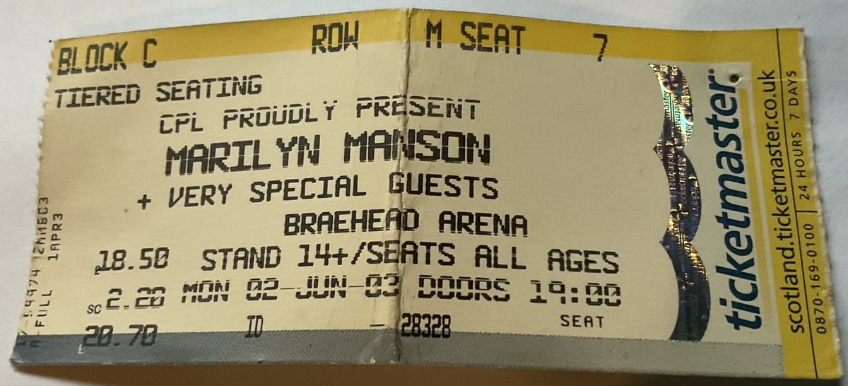 Jun 02, 2003: Marilyn Manson / Queen Adreena at Braehead Arena Glasgow ...