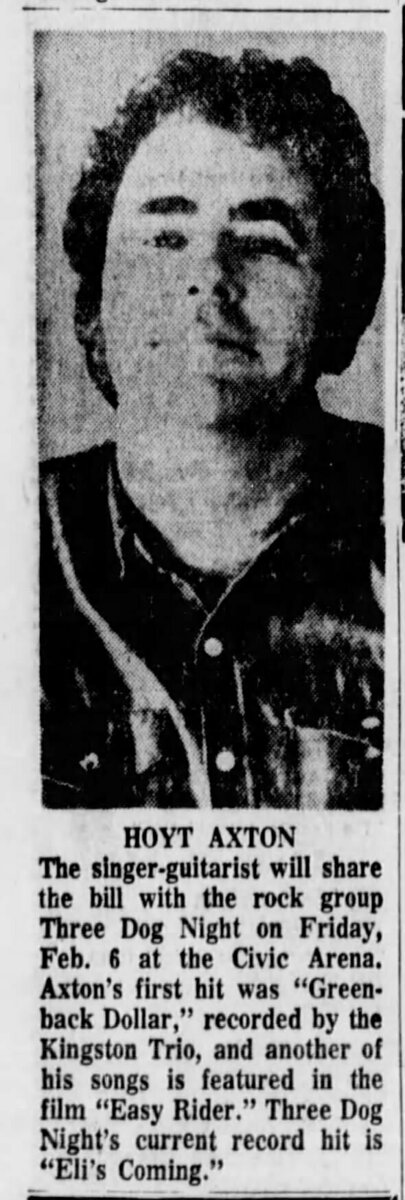 Feb 06, 1970: Three Dog Night / Hoyt Axton / Mind Garage at Civic Arena ...
