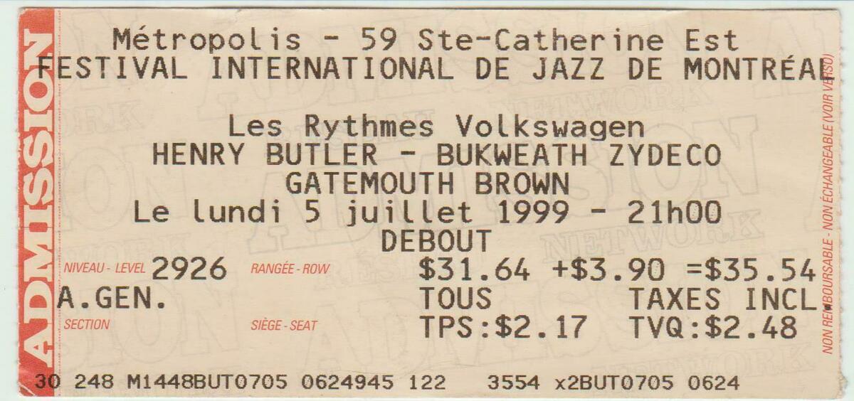 Jul 05, 1999: Henry Butler / Clarence Gatemouth Brown / Buckwheat ...