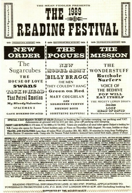 Aug 25, 1989: Reading Festival 1989 at Reading, England, United Kingdom ...