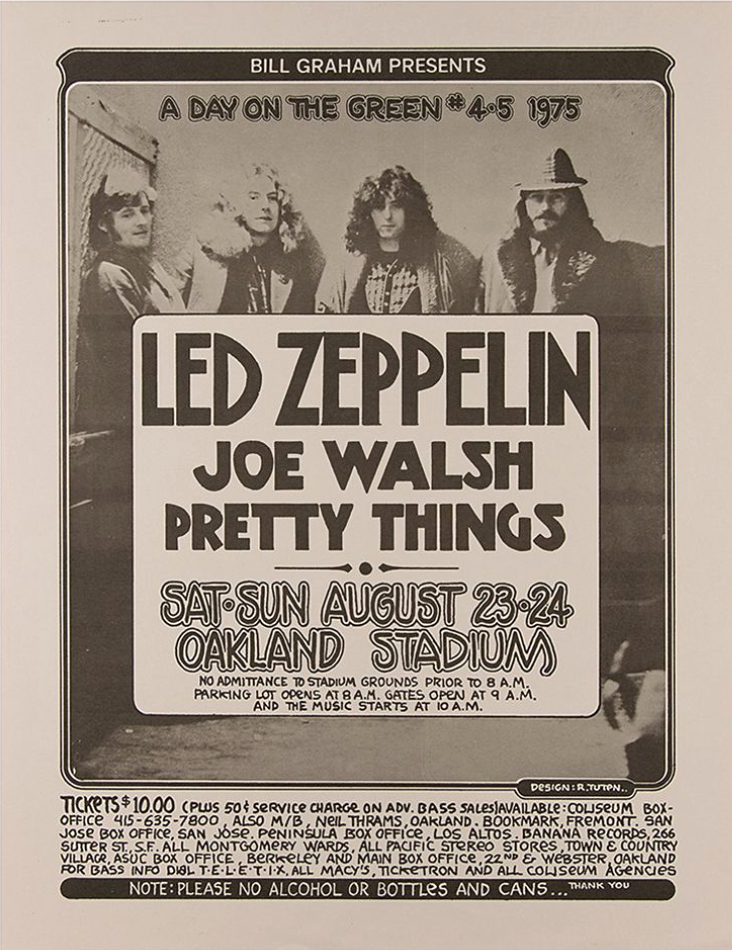 Aug 23, 1975: Led Zeppelin / Joe Walsh / Pretty Things at Oakland ...