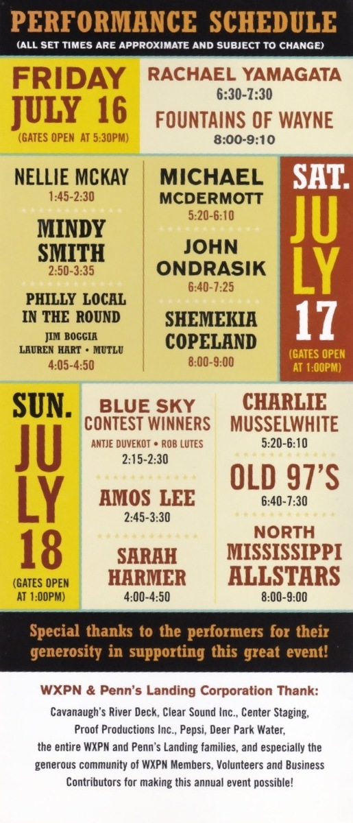 Jul 17, 2004: WXPN Singer Songwriter Weekend 2004 at Great Plaza at ...