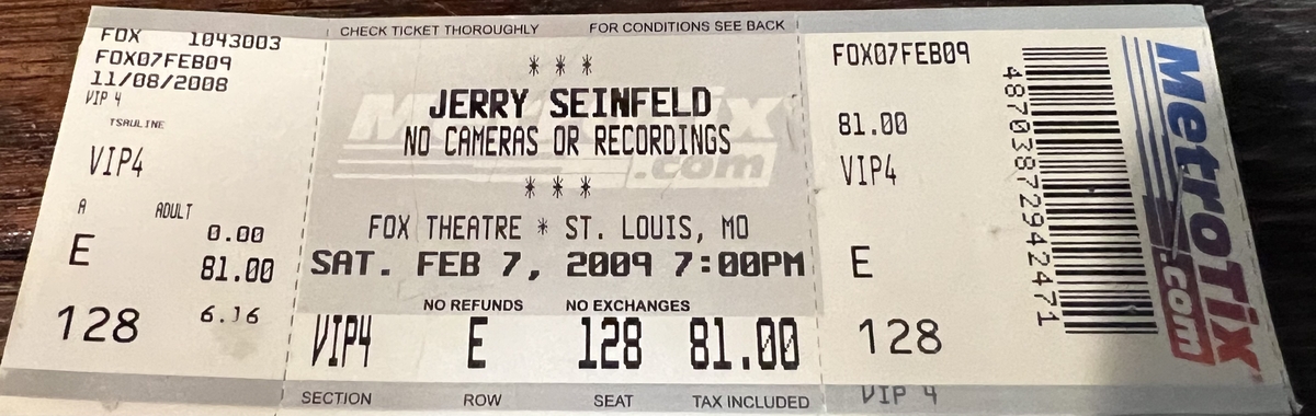 Jerry Seinfeld Concert & Tour History (Updated for 2024) | Concert Archives
