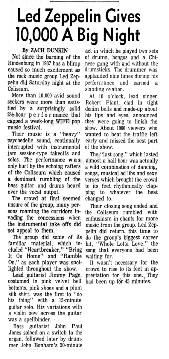 Apr 04, 1970: Led Zeppelin at Fairgrounds Coliseum Indianapolis ...