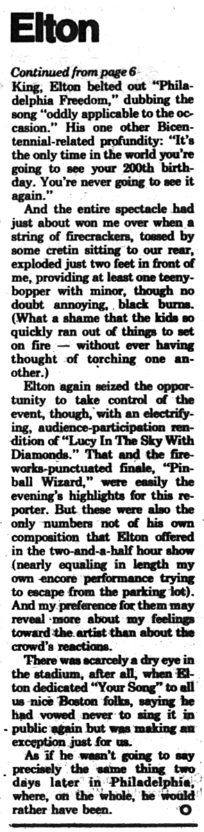 Elton John's 1976 Concert & Tour History | Concert Archives