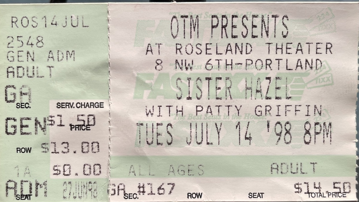 Jul 14, 1998: Sister Hazel / Patty Griffin at Roseland Theater Portland ...