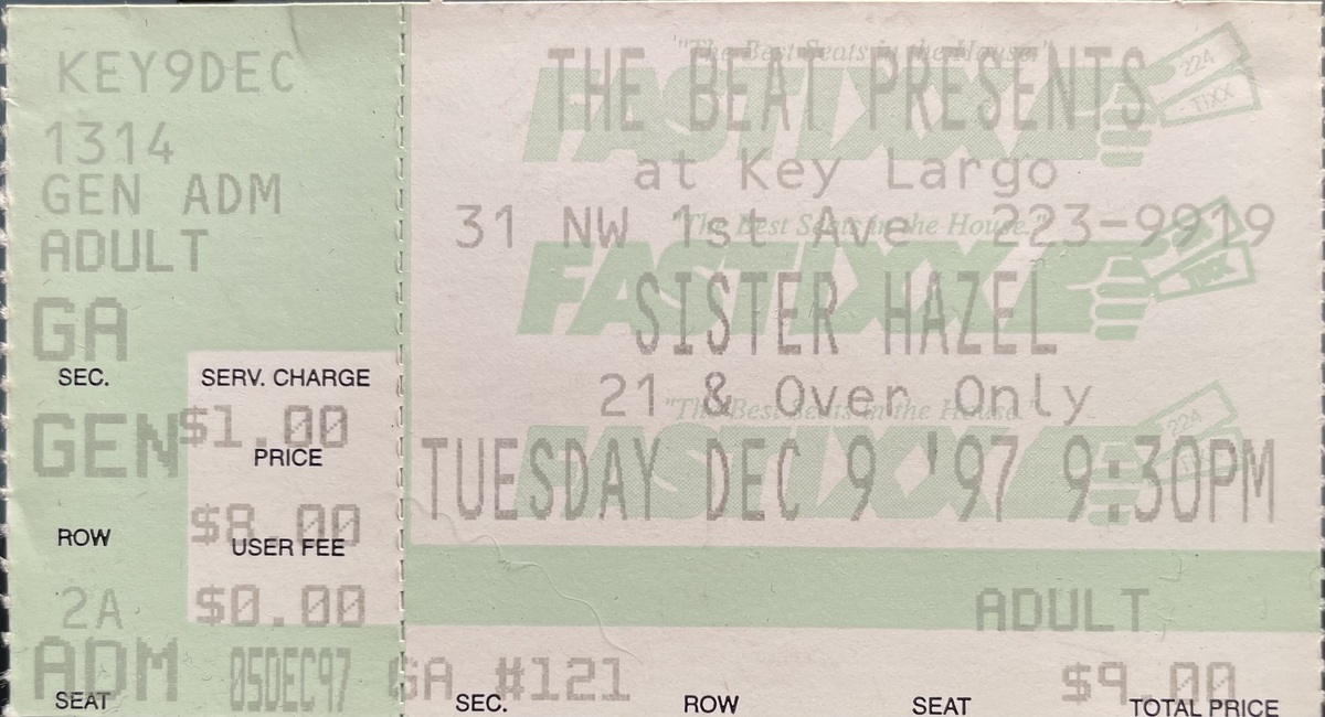 Dec 09, 1997: Sister Hazel / 17 Reasons Why at Key Largo Portland ...