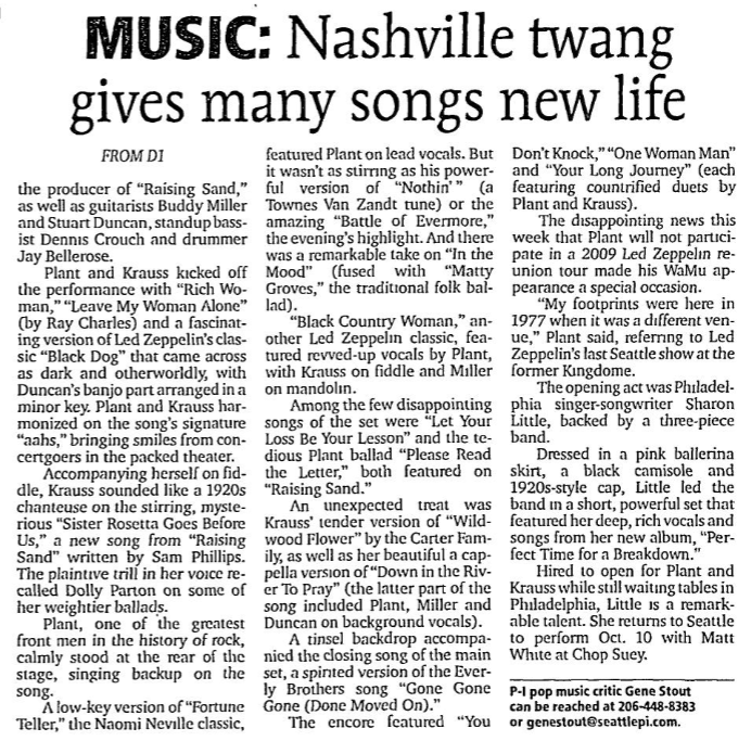 Sharon Little Concert & Tour History | Concert Archives