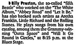 Billy Preston Concert & Tour History | Concert Archives