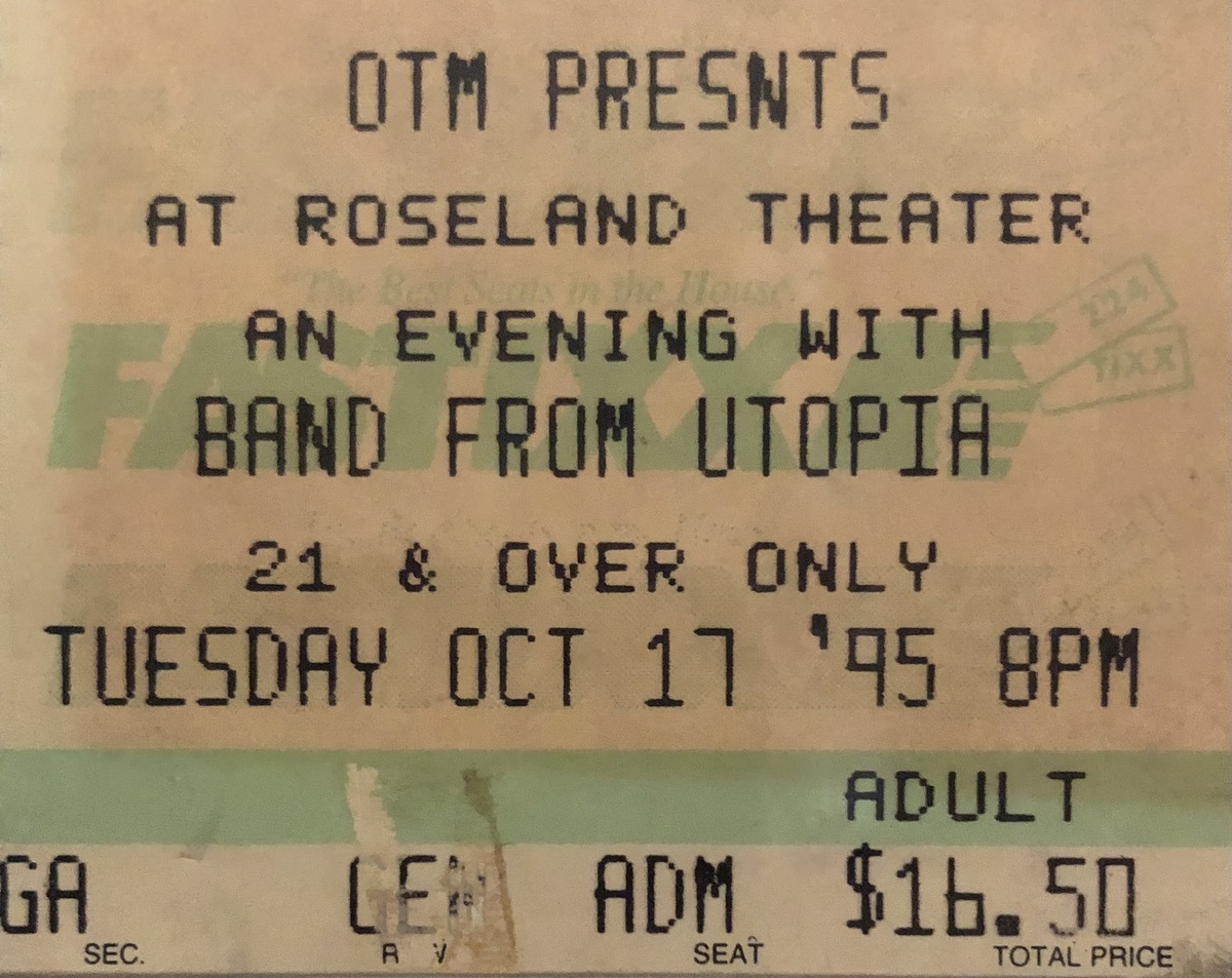 Oct 17, 1995: Band From Utopia at Roseland Theater Portland, Oregon ...