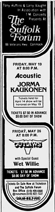 May 19, 1978: Jorma Kaukonen / The Good Rats / Charlie Ainley at ...