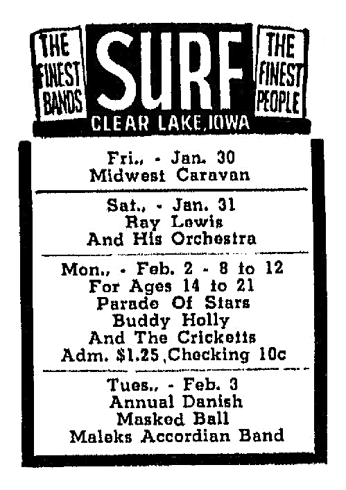 Feb 02, 1959: Buddy Holly & the Crickets / Ritchie Valens / Frankie ...