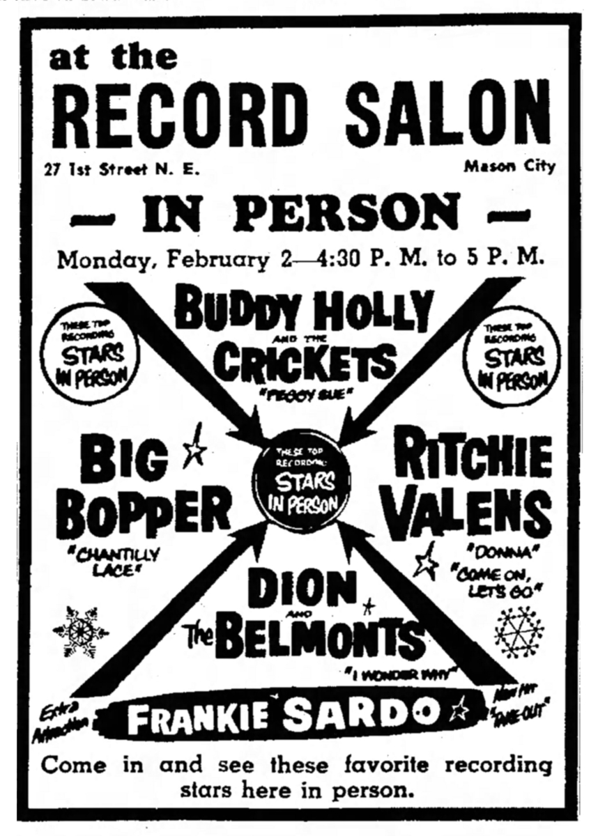 Feb 02, 1959: Buddy Holly & the Crickets / Ritchie Valens / Frankie ...