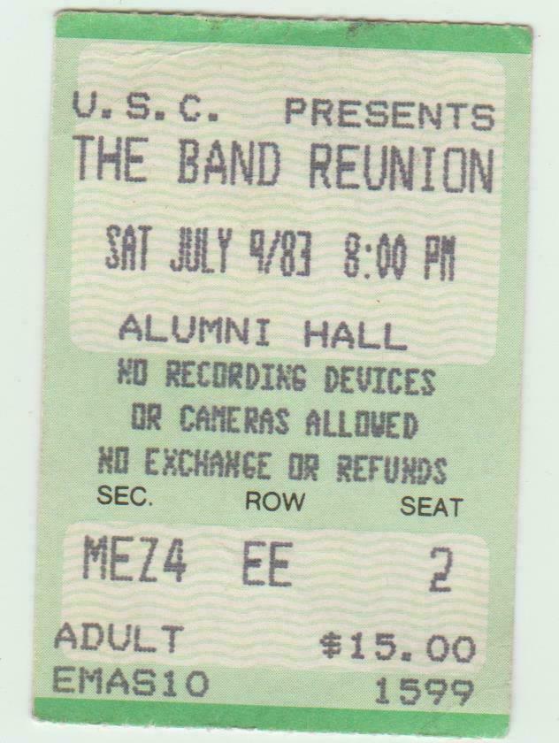 The Band Concert & Tour History | Concert Archives