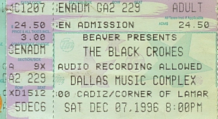 The Black Crowes's 1996 Concert & Tour History | Concert Archives
