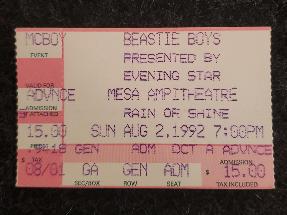 Aug 02, 1992: Beastie Boys / House of Pain / L7 at Mesa Amphitheatre ...