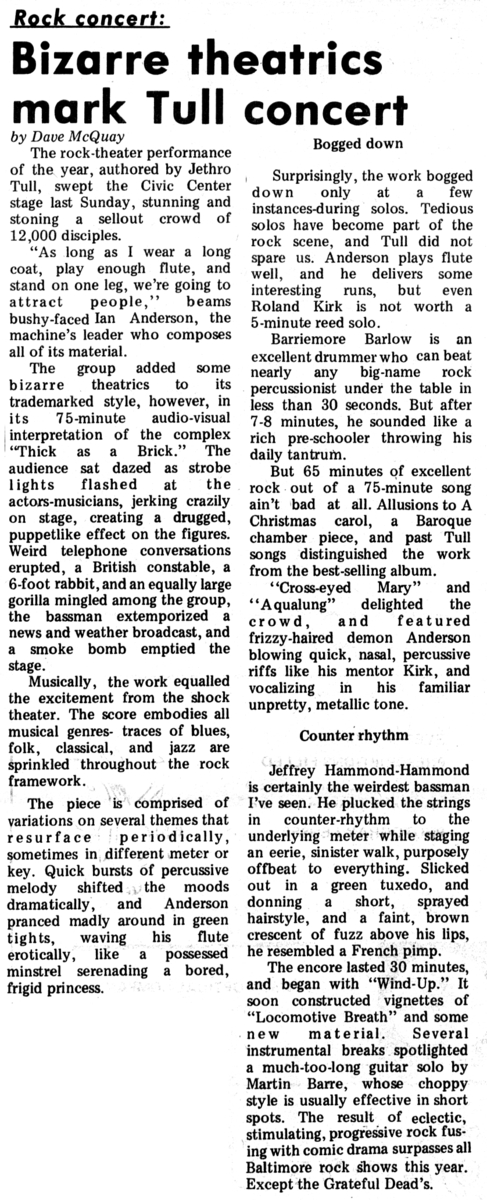 Jethro Tull's 1972 Concert & Tour History | Concert Archives