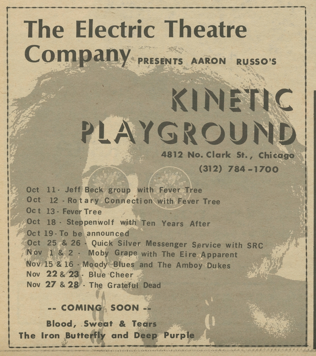 1968 Concert History of Kinetic Playground Chicago, Illinois, United ...