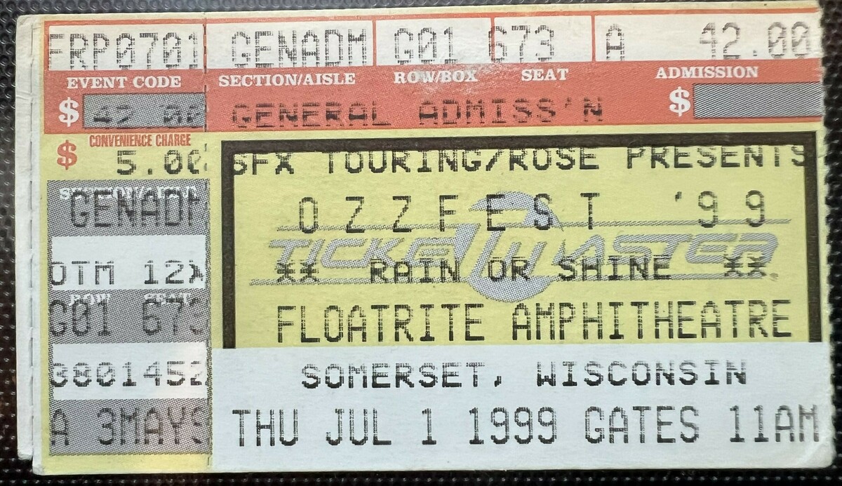 Jul 01, 1999: Ozzfest 1999 at Float Rite Park Amphitheater Somerset ...