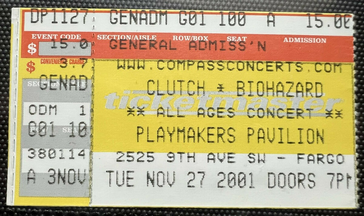 Nov 27, 2001: Clutch / Biohazard / Candiria at Playmakers Pavilion ...