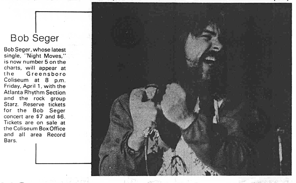 Apr 01, 1977: Bob Seger & The Silver Bullet Band / Atlanta Rhythm ...