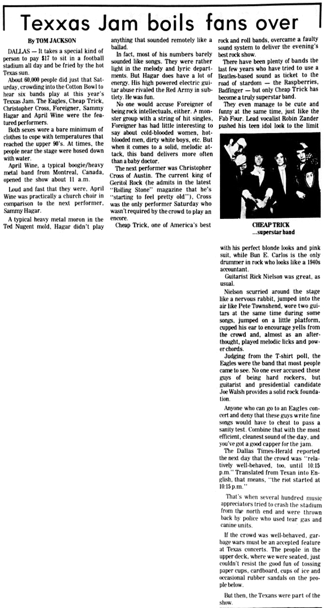 Jun 21, 1980: Texxas world music festival '80 (Texas Jam III) at Cotton ...