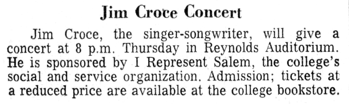 Jim Croce Concert & Tour History | Concert Archives