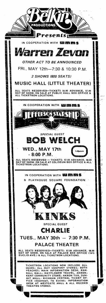 Warren Zevon Concert & Tour History | Concert Archives